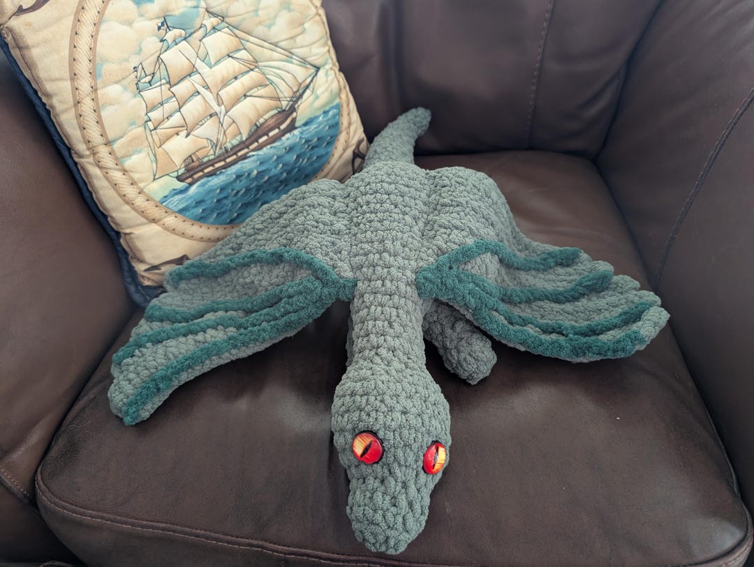 Jade Green Dragon 2 Huggable Hand Crocheted Dragon Handmade Fantasy ...
