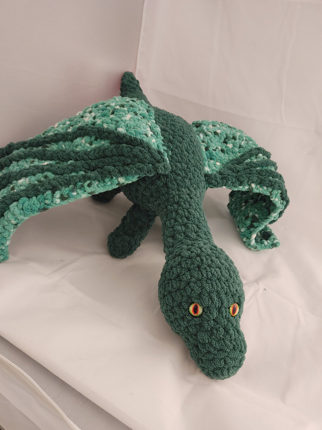Jade Green Dragon Huggable Hand Crocheted Dragon Handmade Fantasy ...
