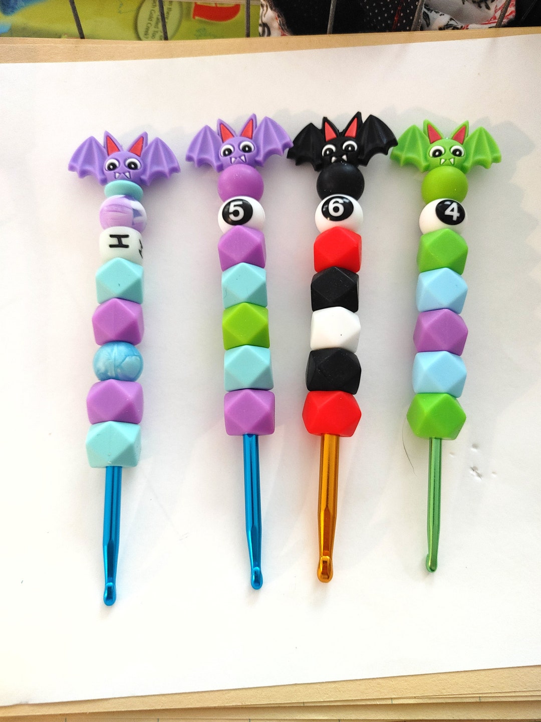 Bat Beaded Crochet Hooks Hook Set Diffrent Sizes Available Silicone ...