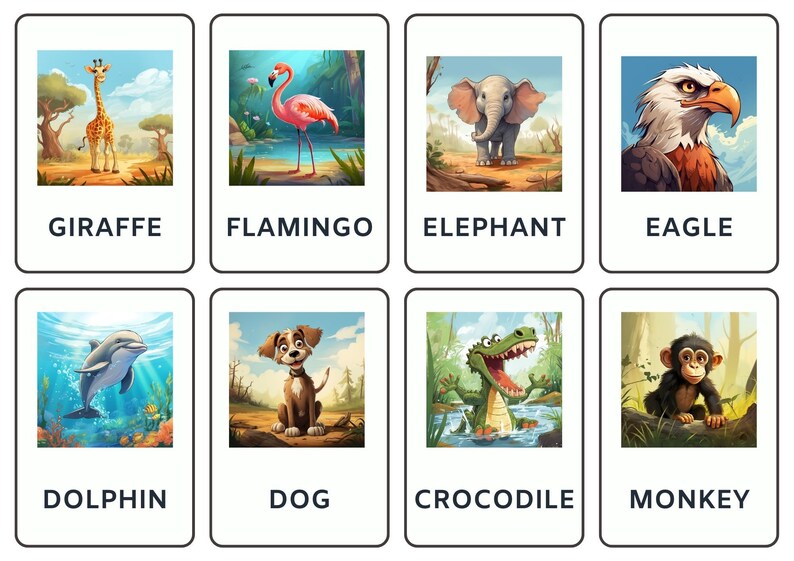 28 Animals Cards Ready to Print - Etsy