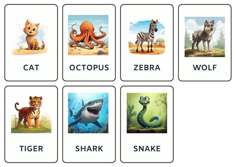 28 Animals Cards Ready to Print - Etsy