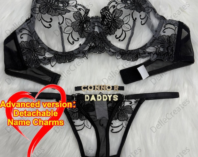 Custom Thong G-strings Set With Gold Charms Name,personalized Thong ...