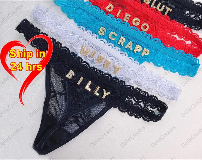 Custom Thong G-strings Set With Gold Charms Name,personalized Thong ...