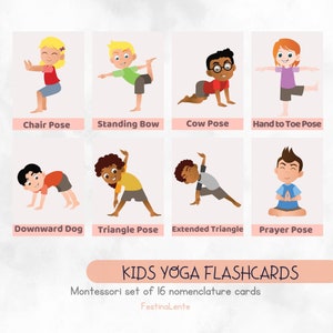 16 Yoga Cards KIDS YOGA Flashcards Nomenclature Flashcards Printable ...