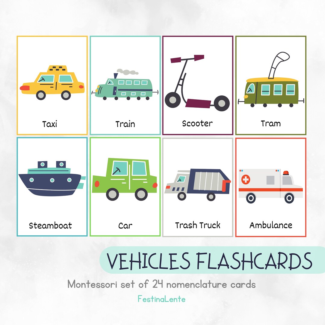 24 Vehicles Flashcards, Homeschool Resources, Preschool Activity ...
