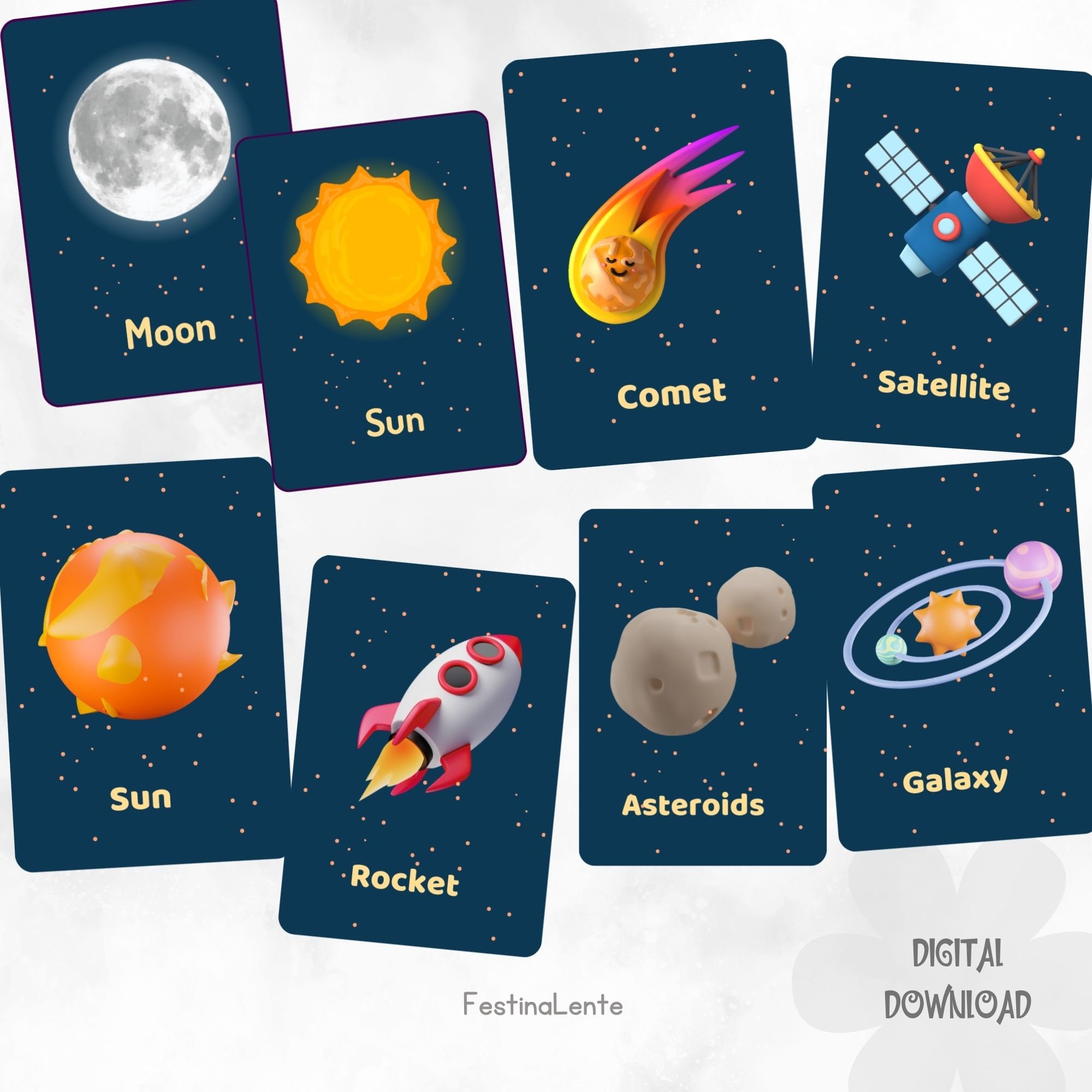 18 Solar System Flashcards for Kids | Planets, Stars, Fun Facts ...
