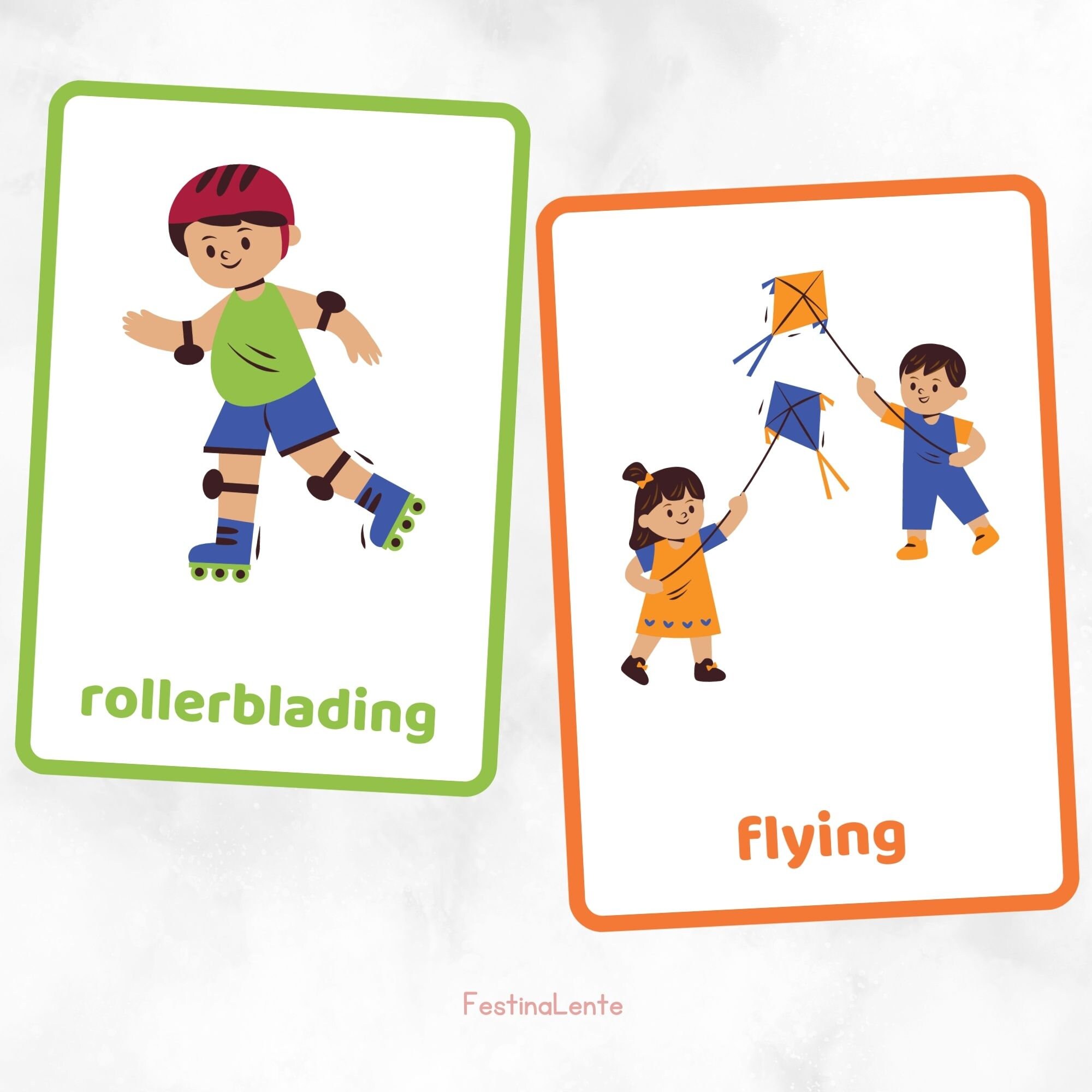 8 Action Verbs, Nomenclature Flashcards , Kids Education, Visual ...