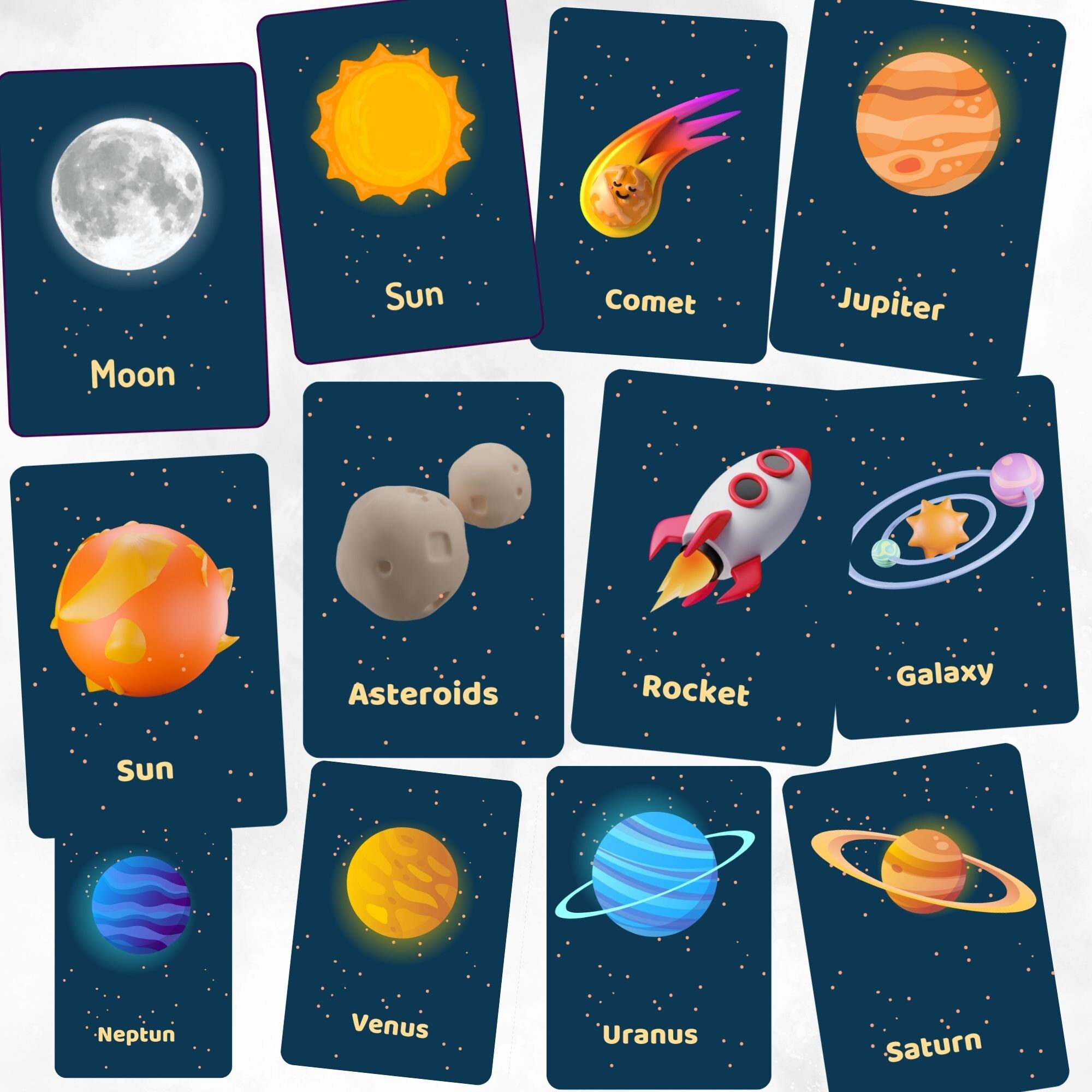 18 Solar System Flashcards for Kids | Planets, Stars, Fun Facts ...