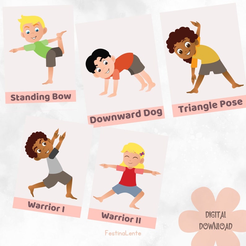 16 Yoga Cards KIDS YOGA Flashcards Nomenclature Flashcards Printable ...