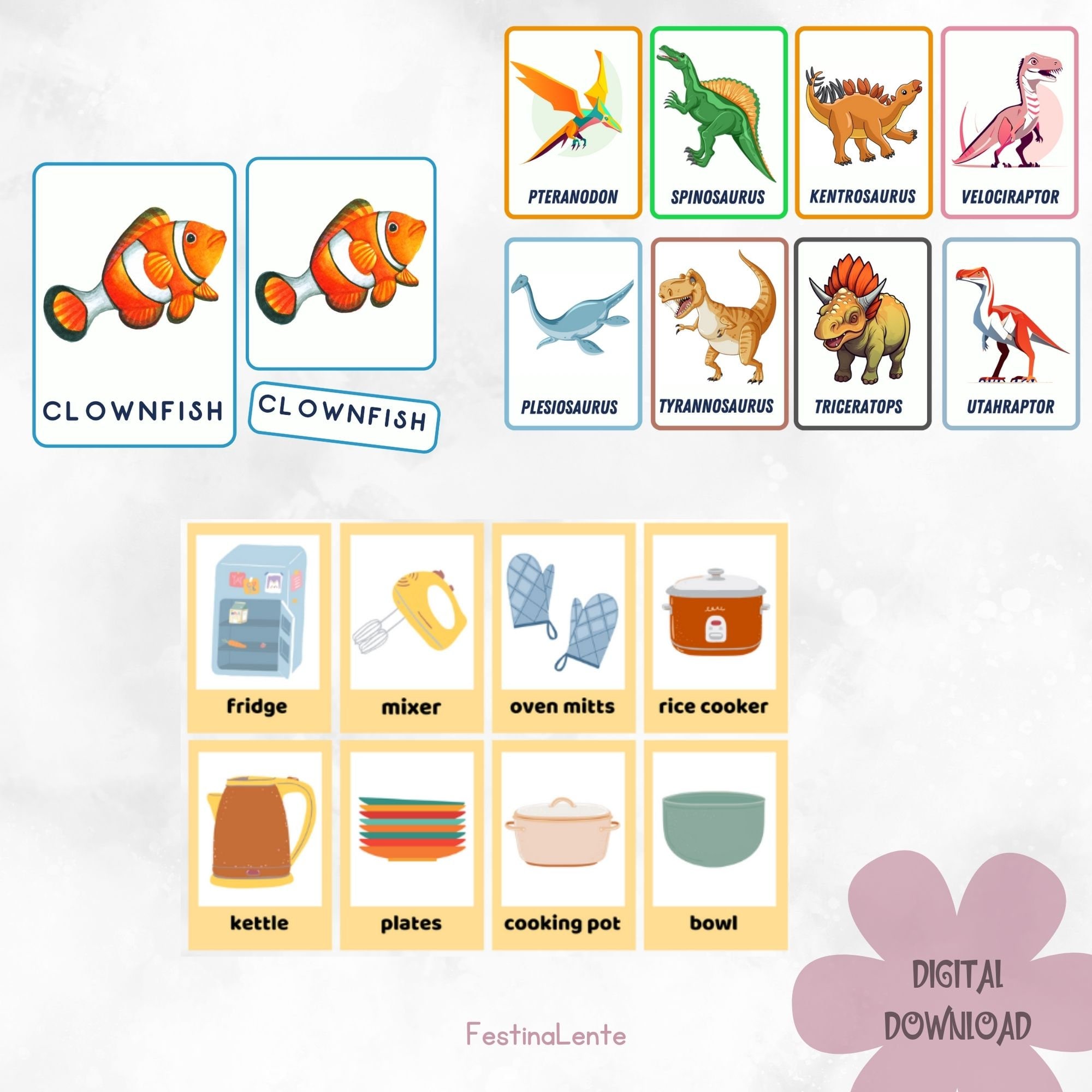 Flashcard Learning Bundle Action Words Language Learning Tools Digital ...