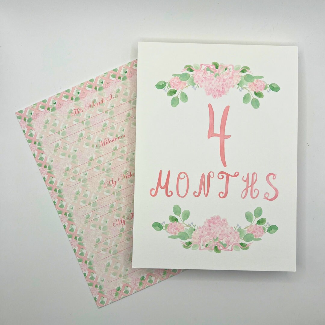 Pink Milestone Cards Girl Crest Monthly Cards Baby Girl Month Picture ...