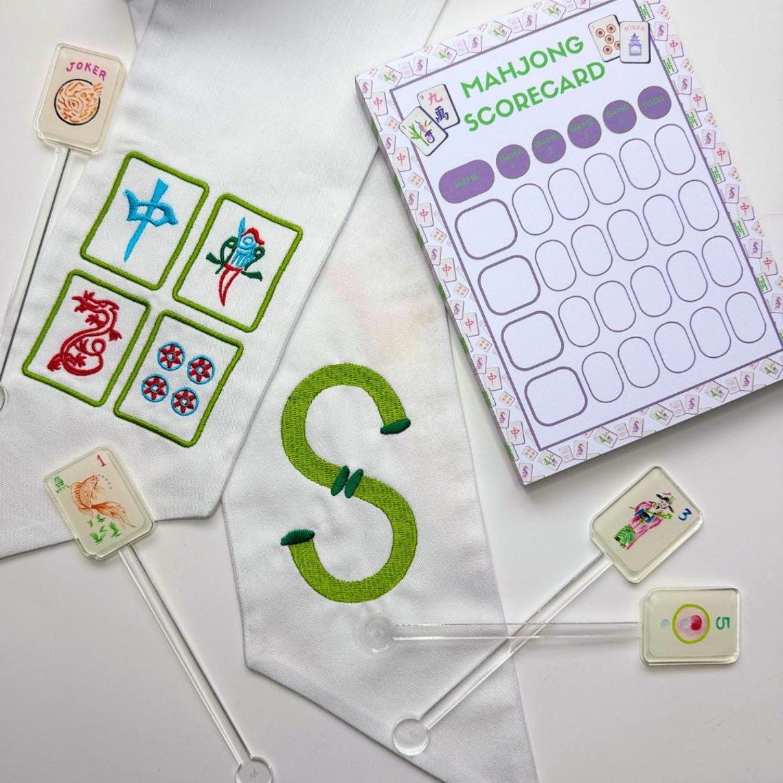 Embroidered Mahjong Wreath Sash: Personalized Door Decoration - Etsy