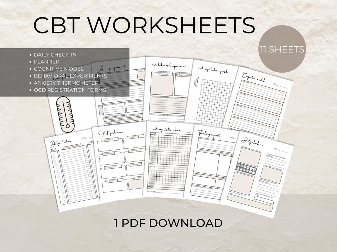 CBT Worksheets Cognitive Behavioral Therapy PDF Download - Etsy Australia