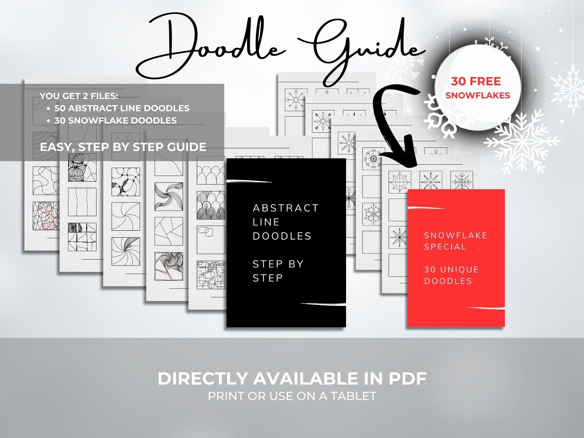 Doodle Guide | Digital | Step by Step | FREE Snowflake Special | Art ...
