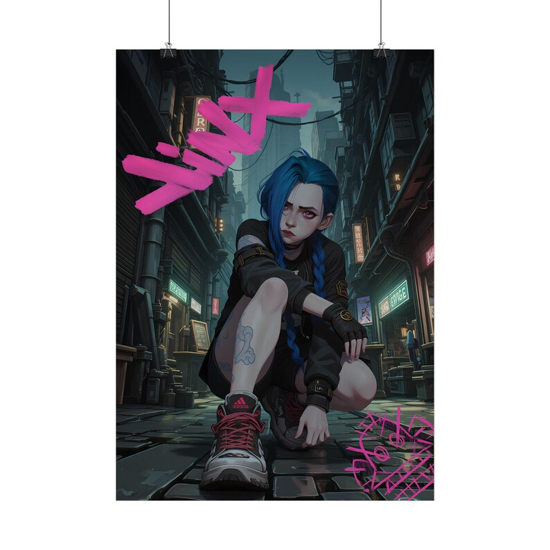 Jinx Poster Print, League of Legends, Arcane, Wall Art Decor, Fantasy ...