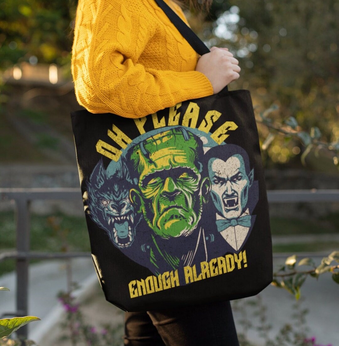 Frankenstein Horror Halloween Tote Bag, Werewolf and Vampire Shoulder ...