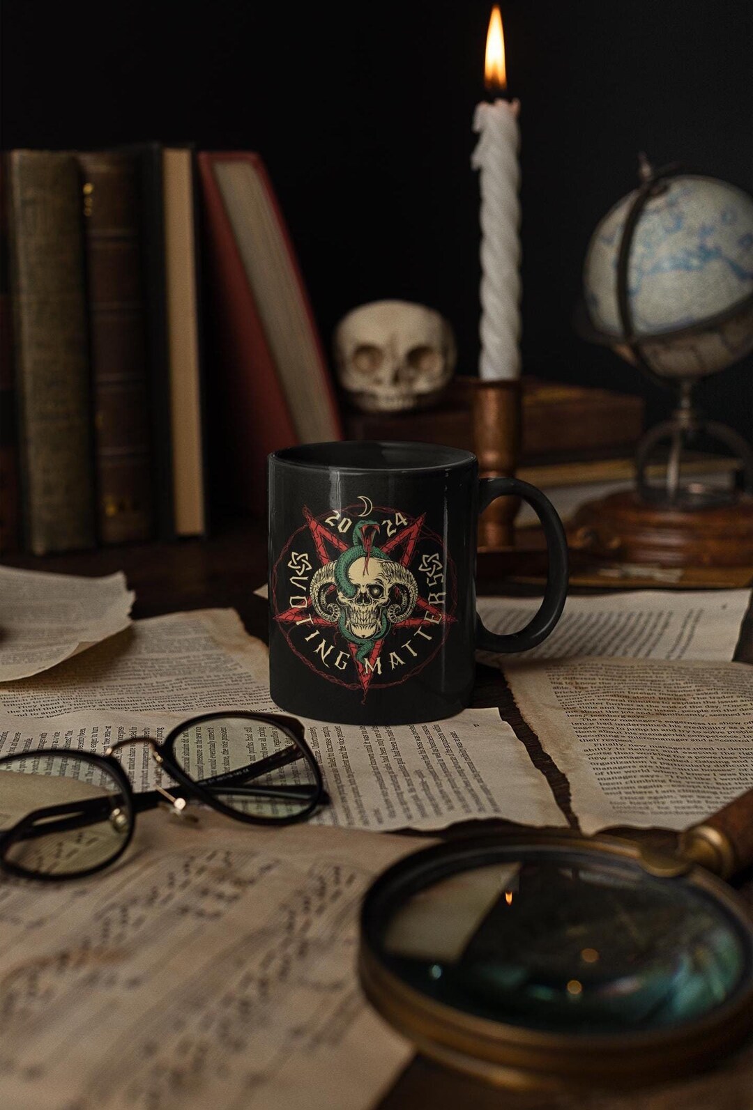 Voting Matters 2024 Mug, Goth Skull Mug, 2024 Dystopian, 2024 Election, Voting Mug, Gift for ...