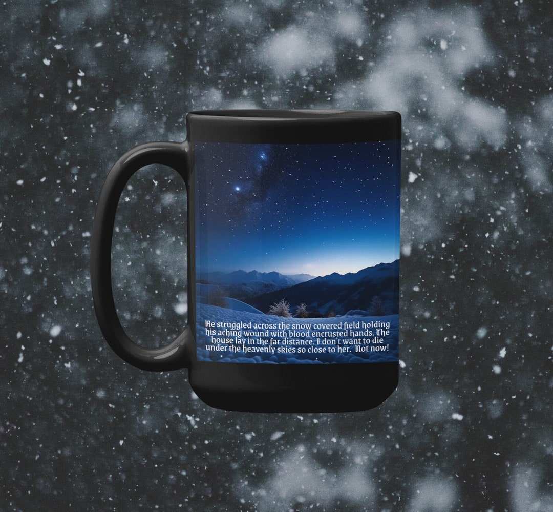 Stars Snow Storybook Mug Starry Night Snowy Scene Christmas - Etsy