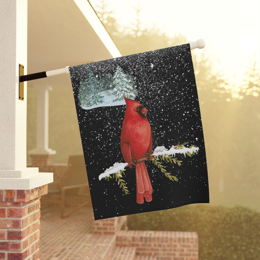 Winter Cardinal Flag, Red Cardinal Banner, Bird Watcher Flag, Bird ...