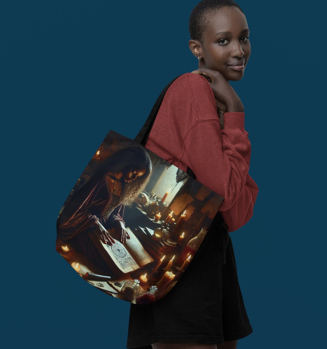 African American Witch Tote Bag, Witchy Grimoire Bag, Spell Casting ...