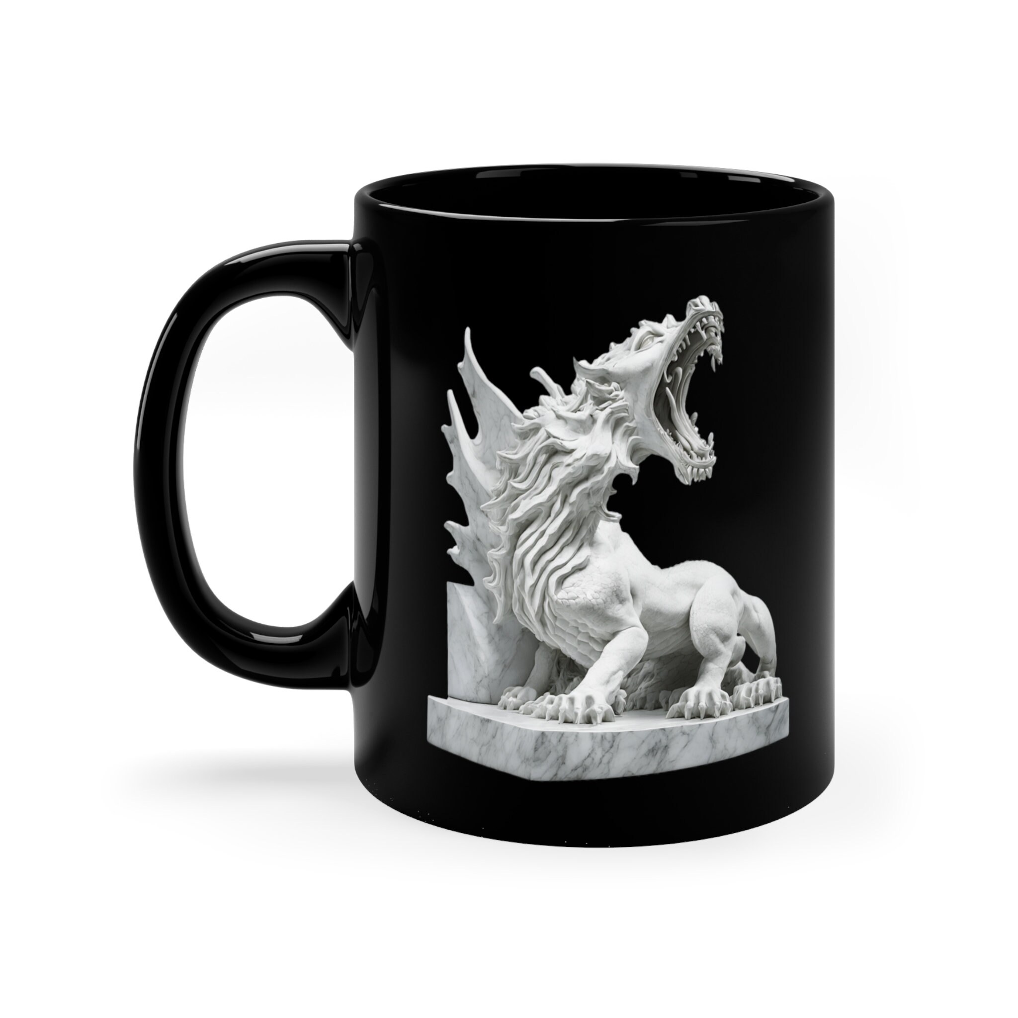 Dragon Mug, White Marble Dragon, Whimsigoth Dragon, Dragon Lover ...