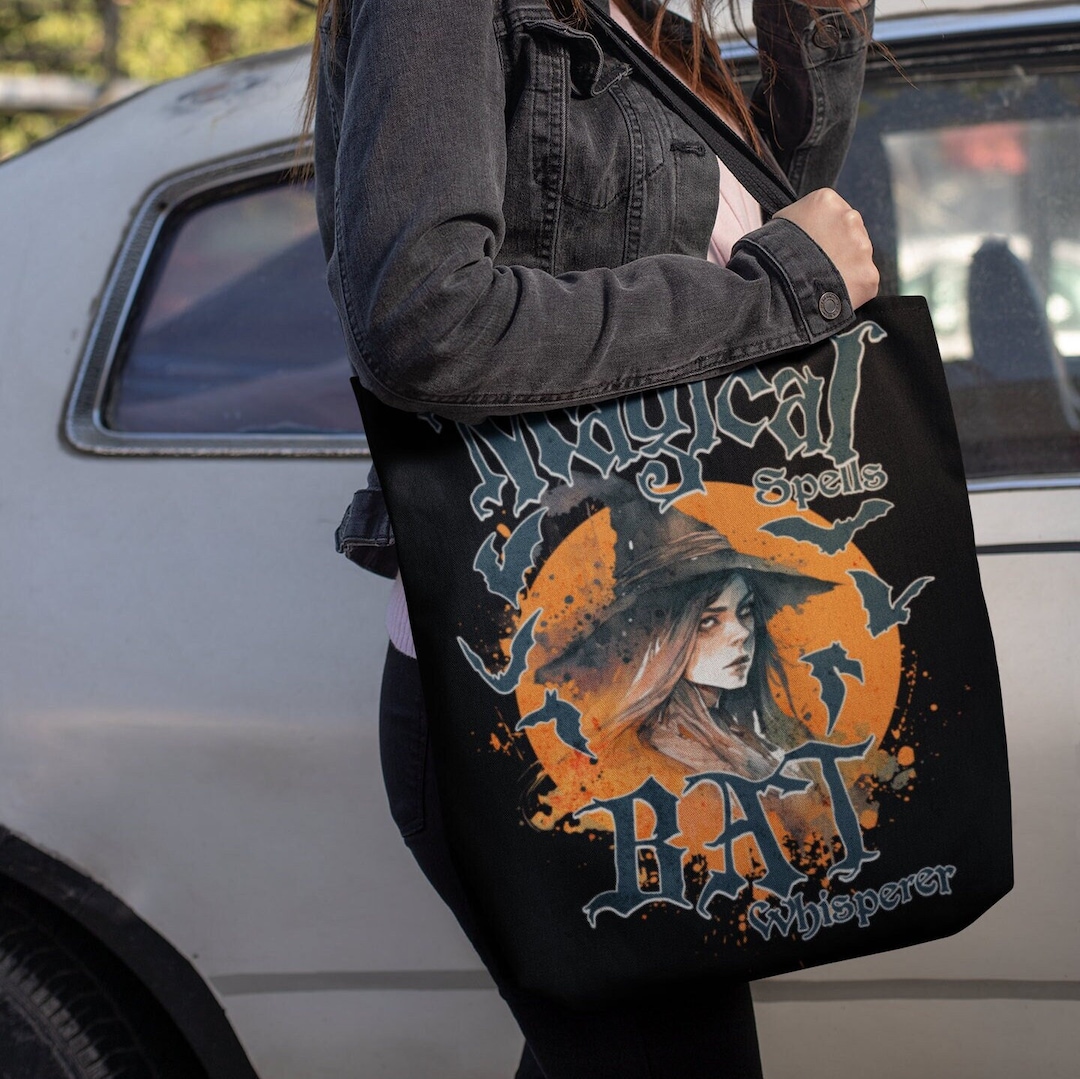 Witch Tote Bag, Bat Shoulder Bag, Witchy Shopping Bag, Witchy Spell ...