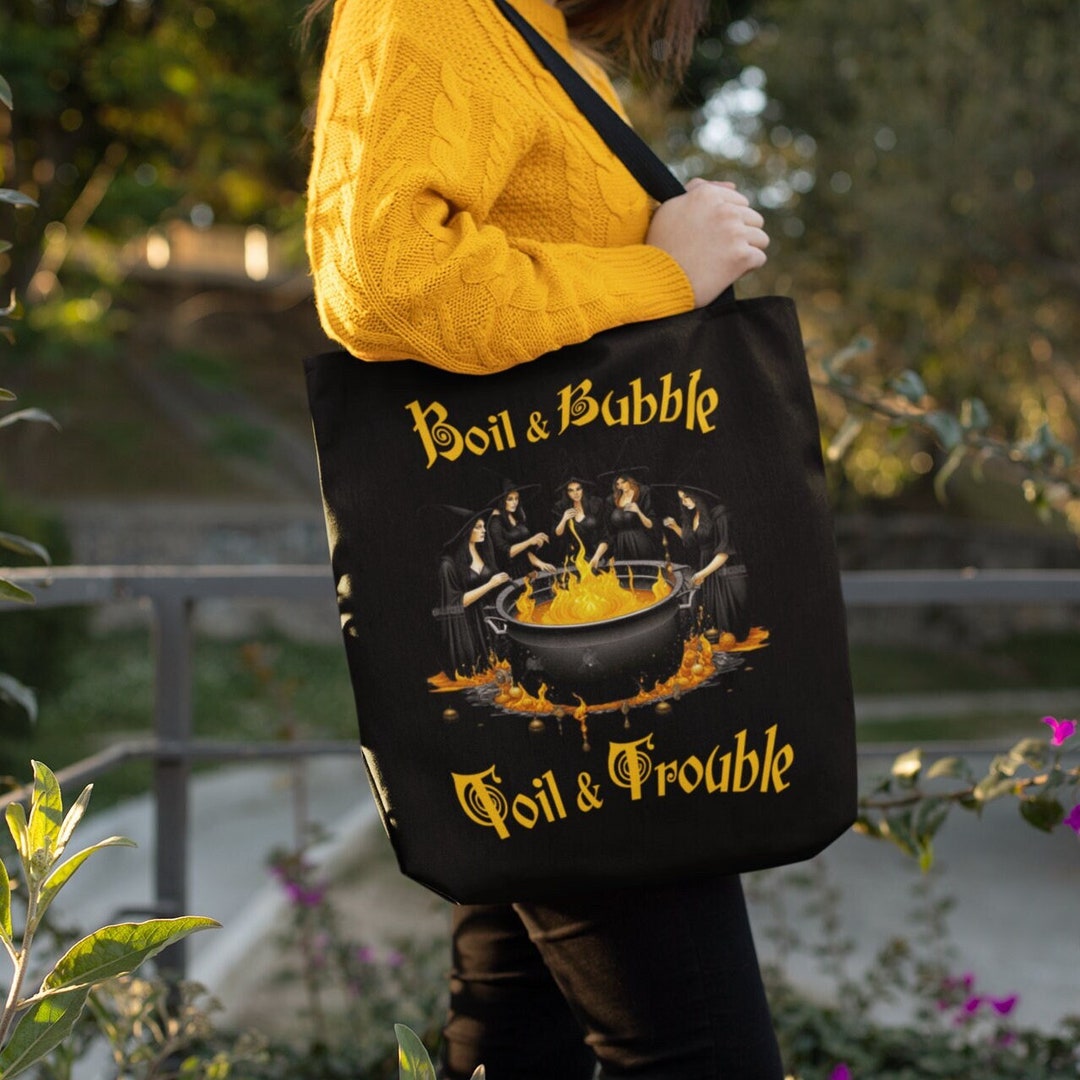 Witchcraft Spellcasting Tote Bag, Witch Cauldron Shoulder Bag, Toil and ...