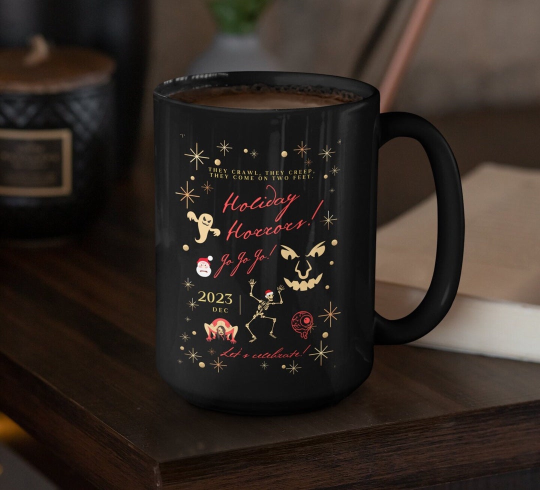 Holiday Horrors Goth Mug, Christmas Santa, Spooky Holiday Ghoul, Goth ...