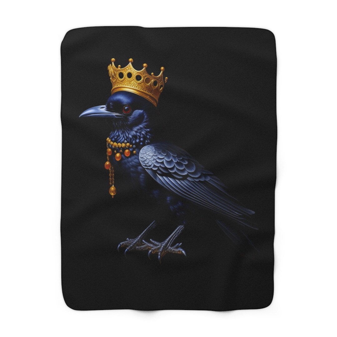 Raven Sherpa Fleece Blanket, Crow Fleece Throw, Crow Lover Blanket ...