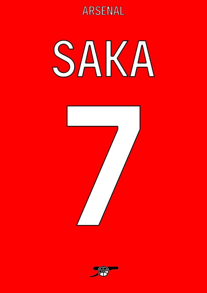 Arsenal Bukayo Saka Football Shirt Print/poster- Home Kit- Unframed - Etsy