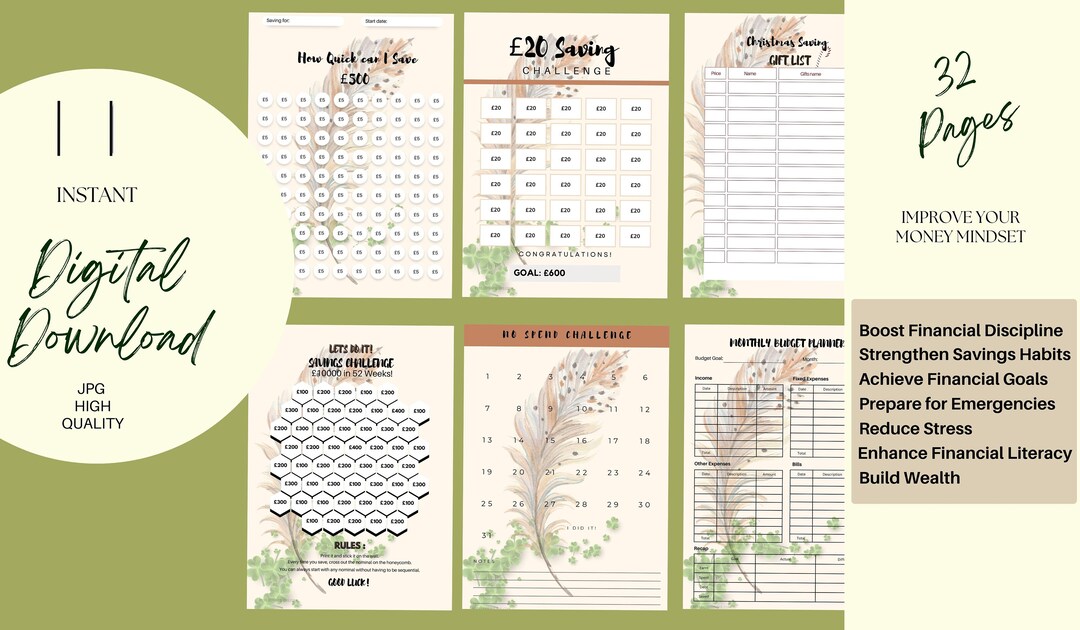 Savings Tracker, Money Tracker, Budget Planner, Pounds Savings ...
