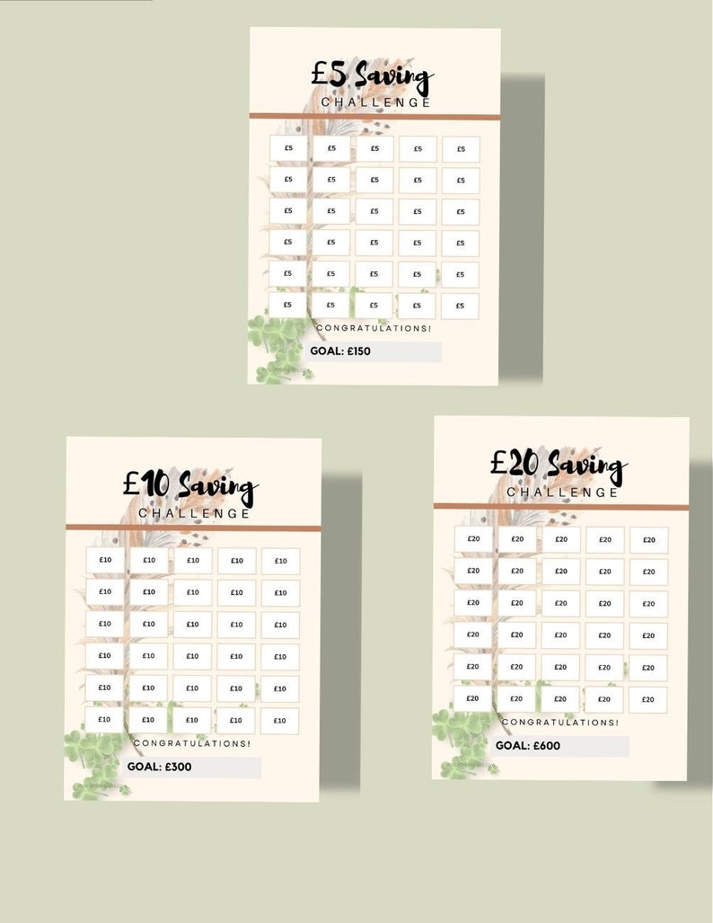 Savings Tracker, Money Tracker, Budget Planner, Pounds Savings ...