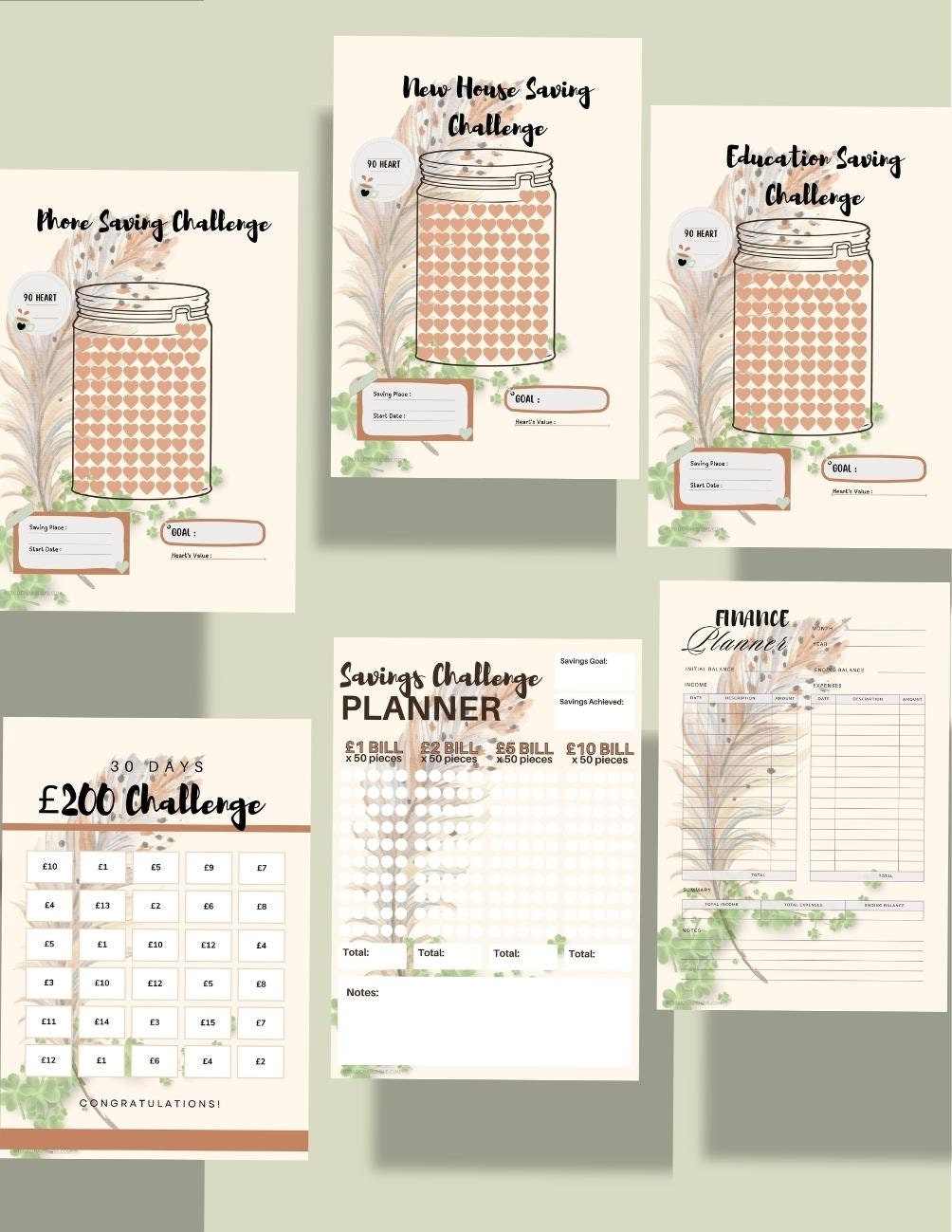 Savings Tracker, Money Tracker, Budget Planner, Pounds Savings ...