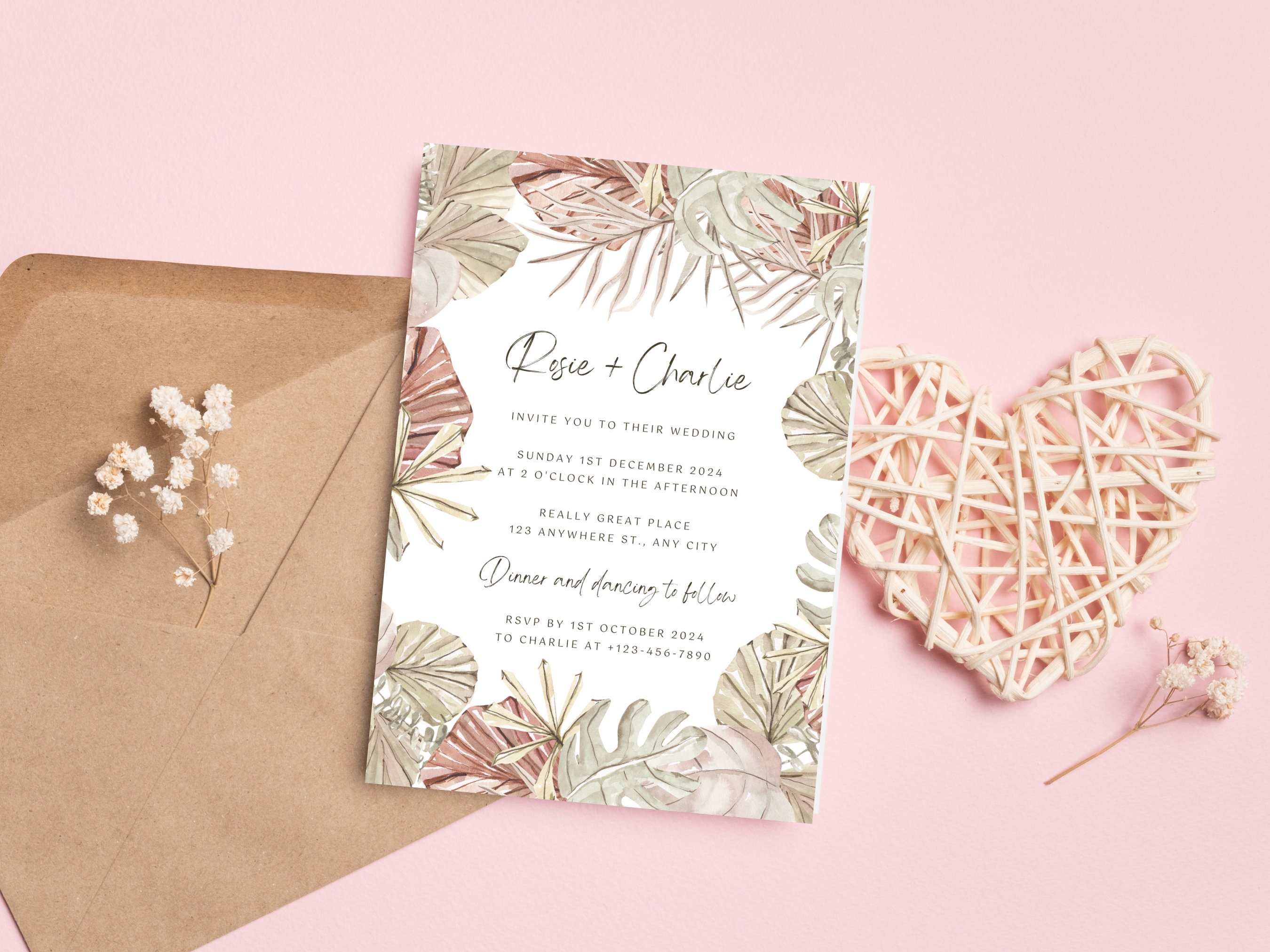 Boho Wedding Invitation, Boho Wedding Invitation Suite, Floral Wedding ...