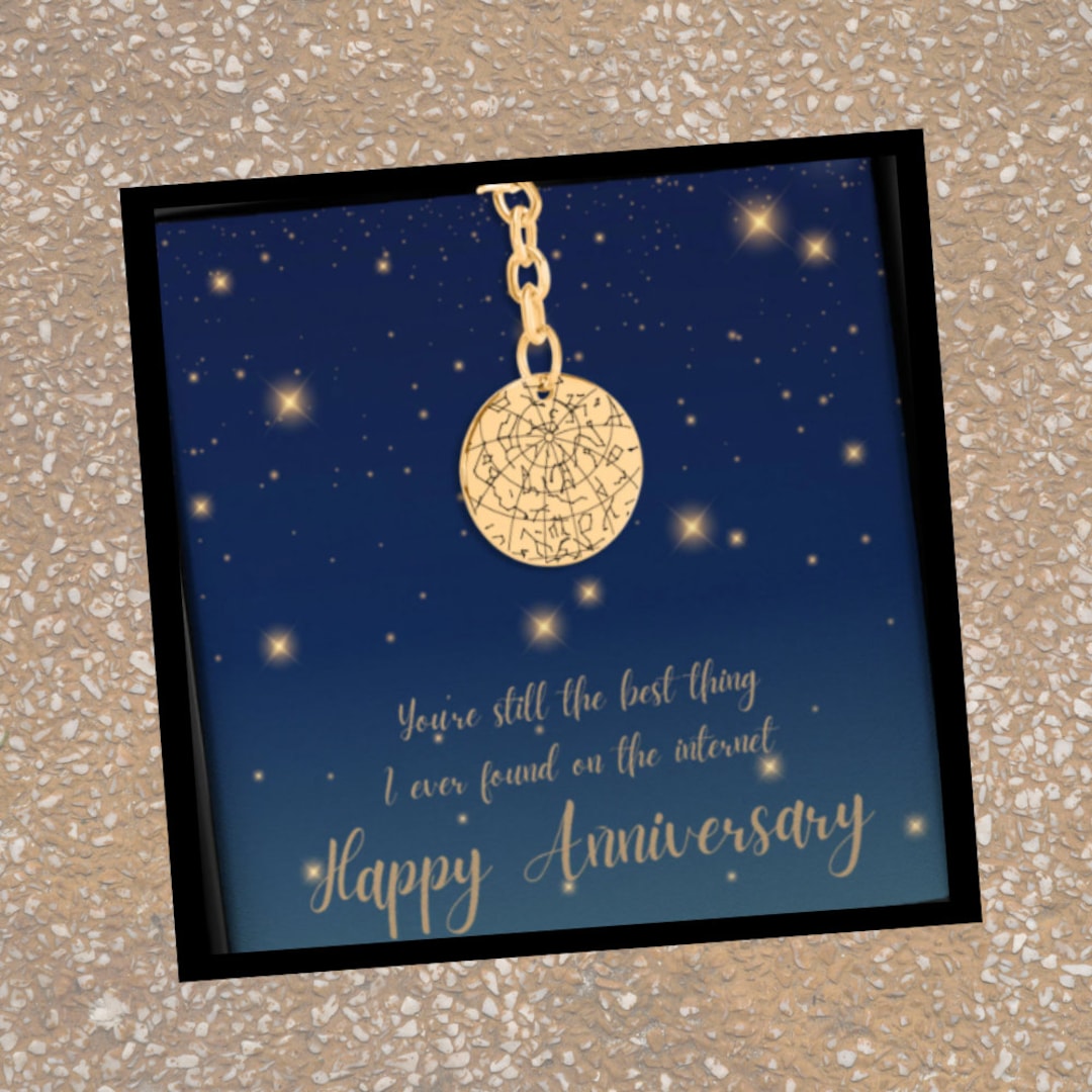 Anniversary Gift for Him, Star Map Keychain, Personalized Star Map ...