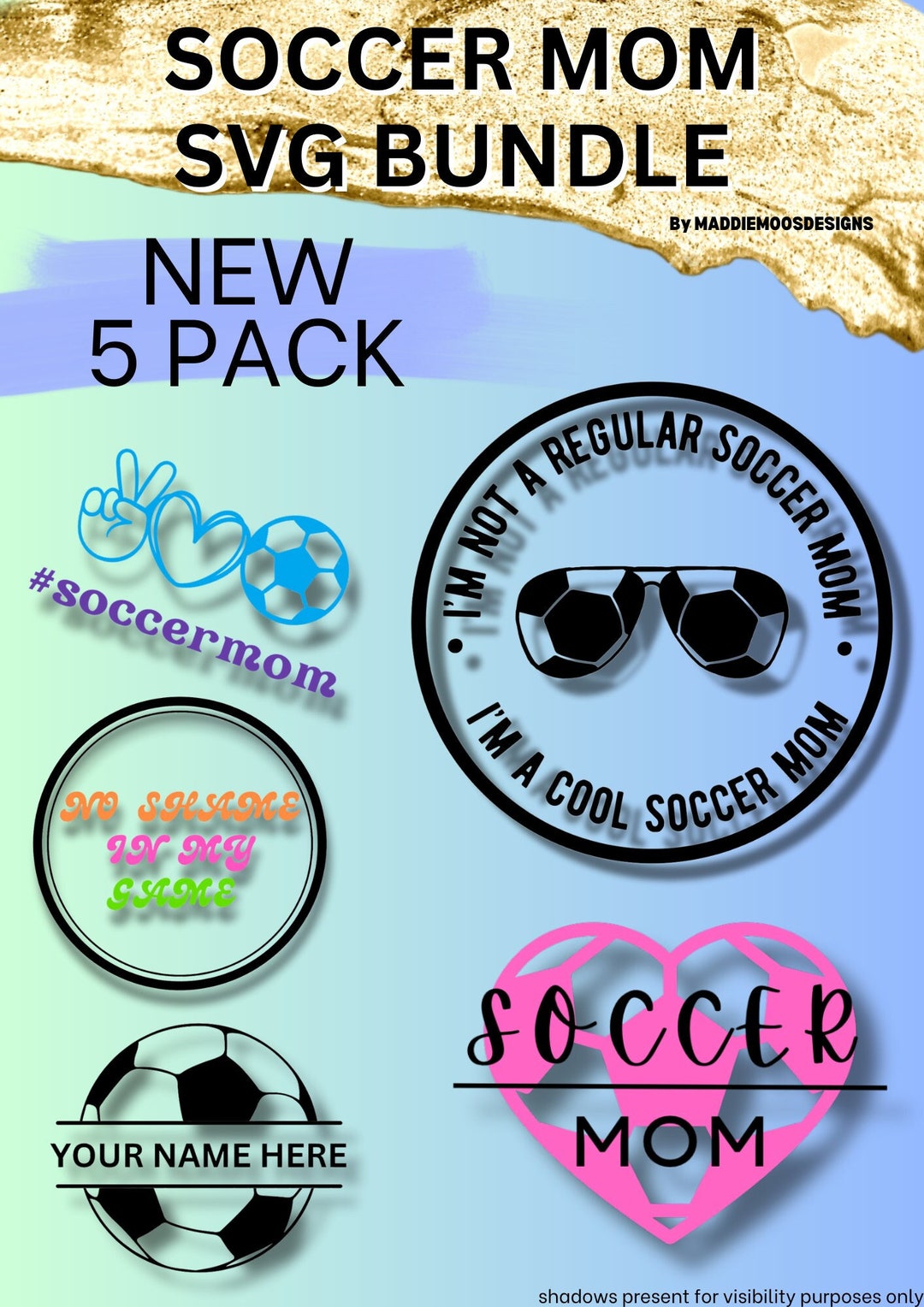Soccer Mom SVG Bundle Pack - 5 New Instant Digital Design Downloads ...