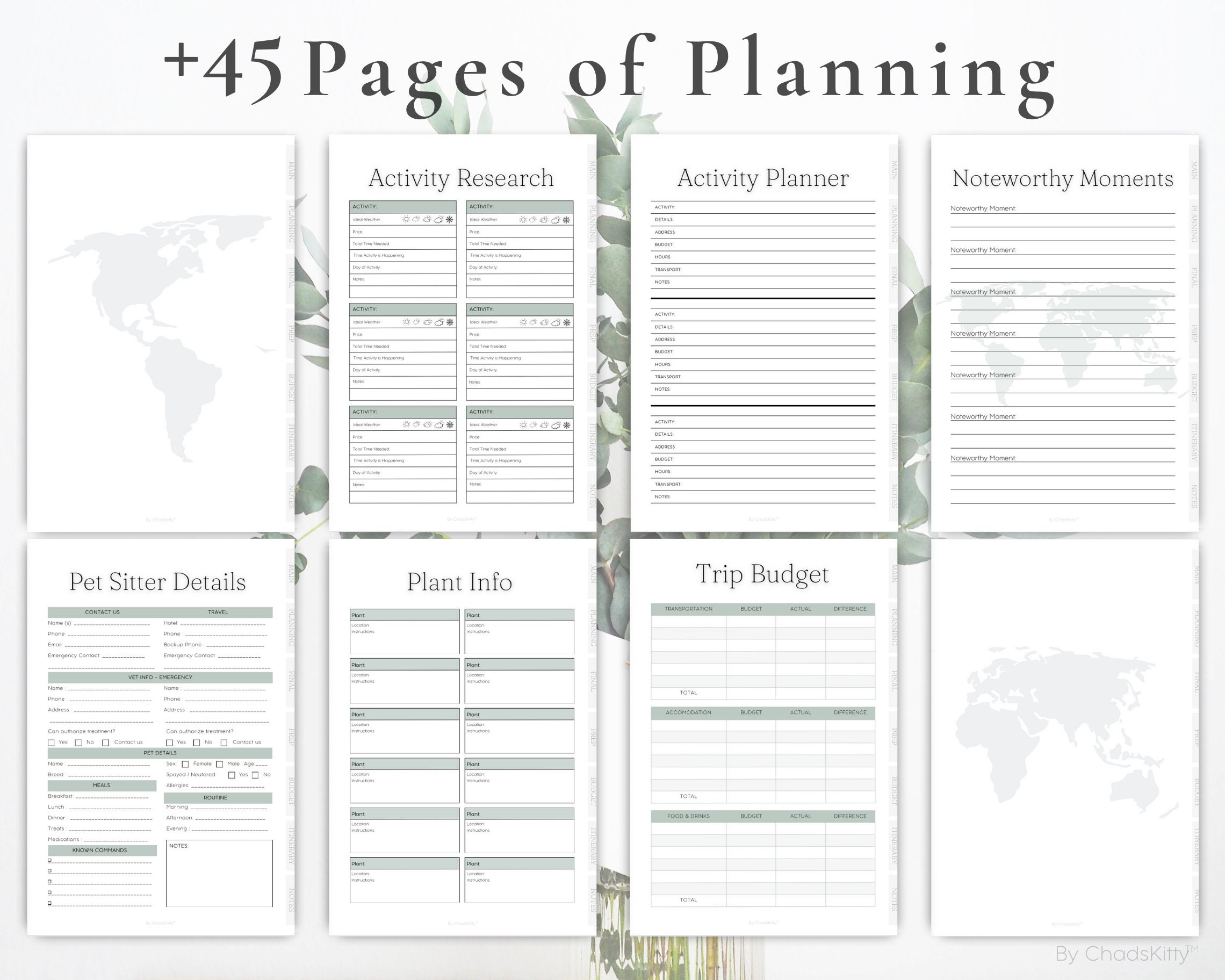 Digital Trip Planner - Printable Minimalist Digital Travel Planner for ...
