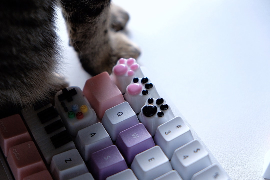 Cat Paw Keycap Cute Adorable White Kitty Paw Hand Made Artisan Resin ...
