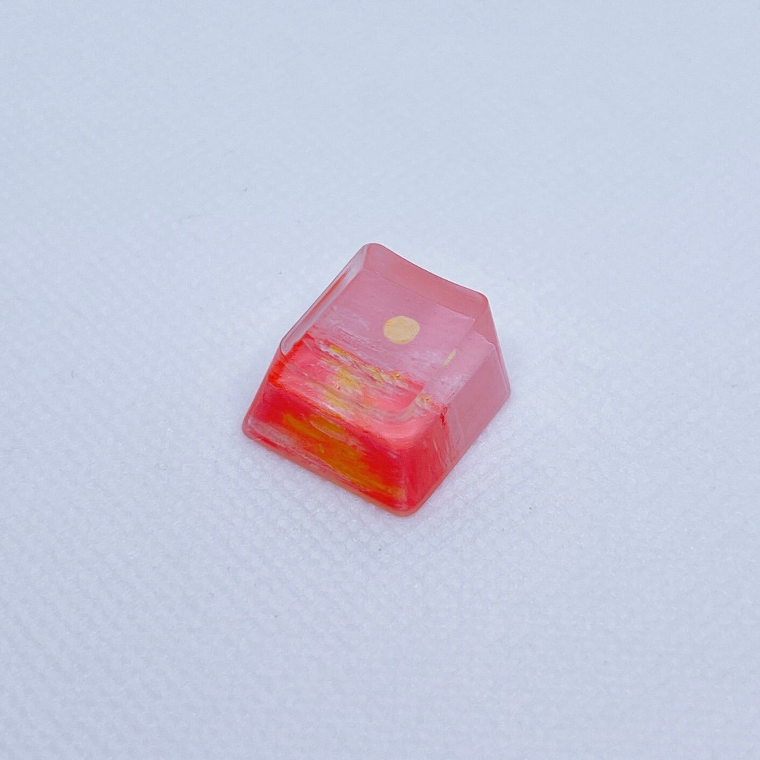 Oil Painting Artisan Keycap Pink Beach Sunset Handmade Resin Keycap for ...