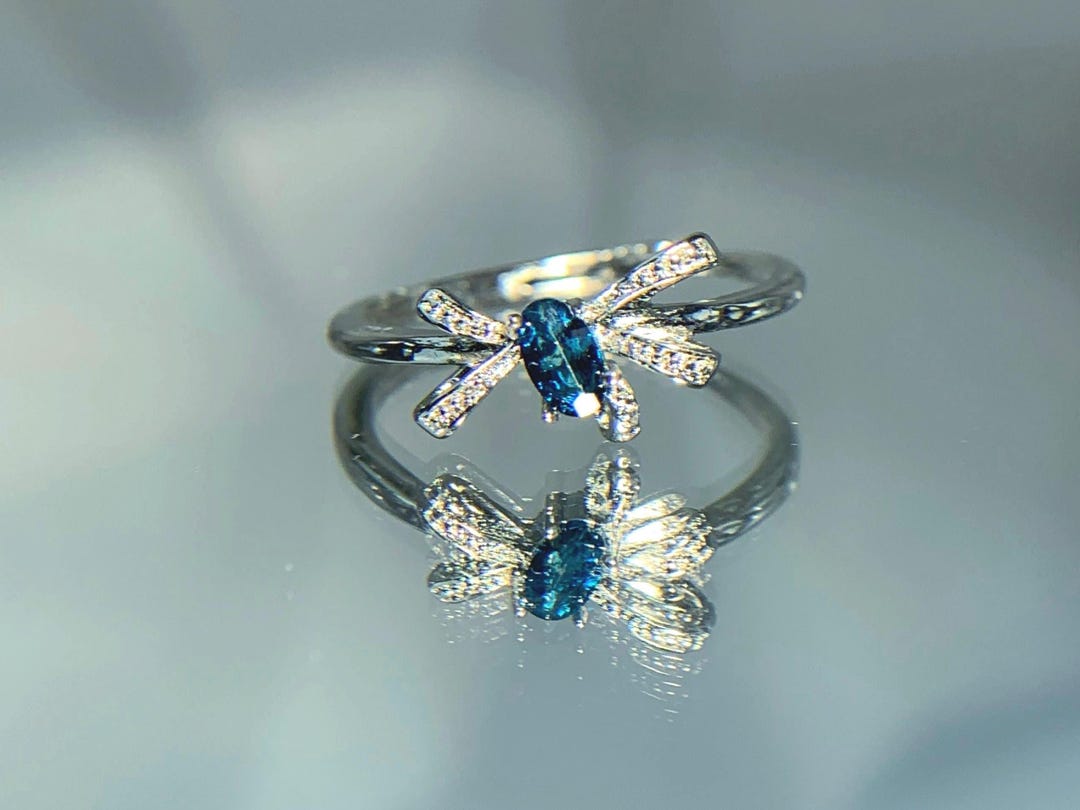 Adjustable Swiss Blue Topaz Ring: Princess Tiara Crown Design - Etsy