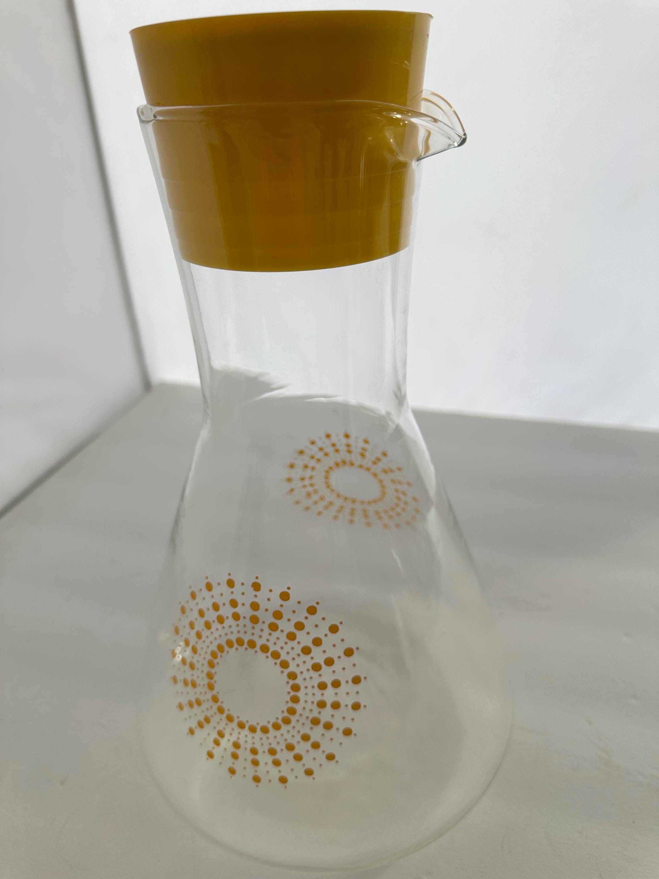 Vintage Pyrex Atomic Sun Gold Sunburst Large Glass Carafe With Stopper ...