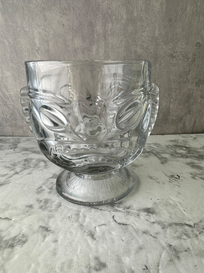 Vintage Hawaiian 2 Sided Face Tiki Mai Tai Glass Happy and Sad - Etsy