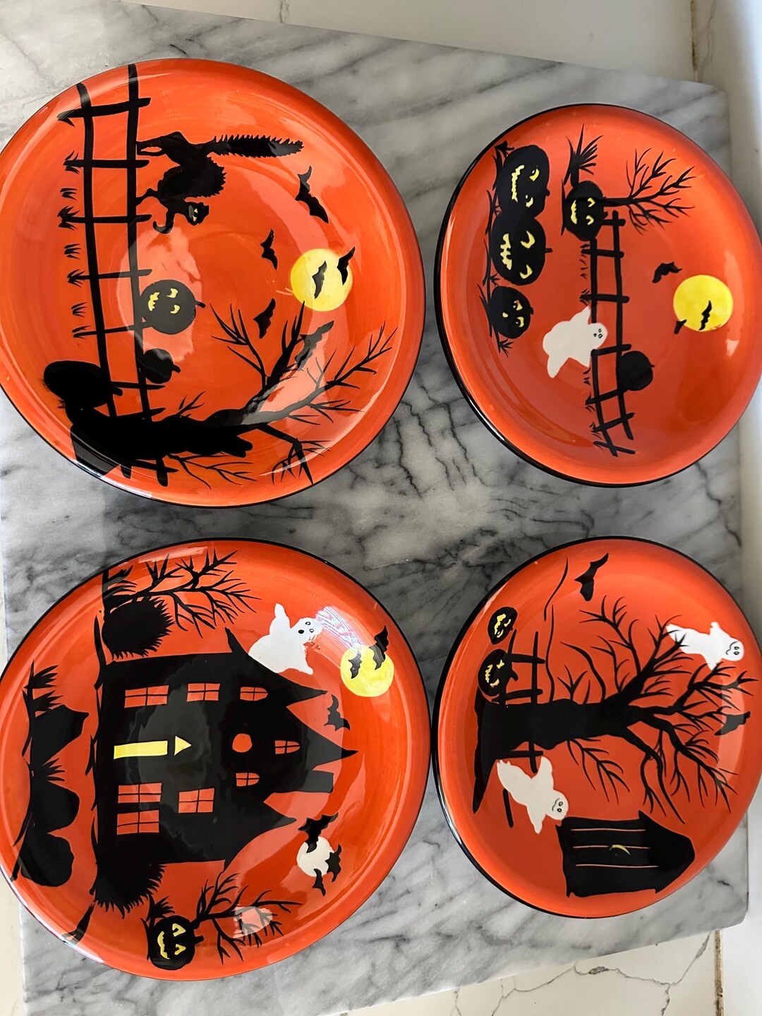 The Sakura Table Haunted Hideaway Set of 4 Plates Halloween Salad ...