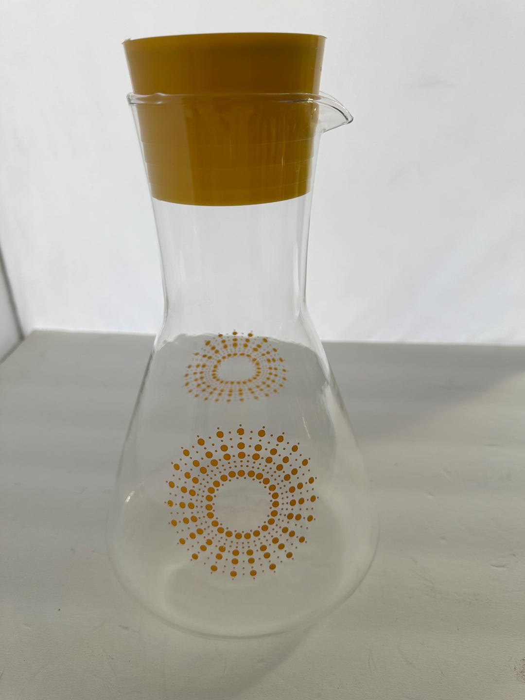 Vintage Pyrex Atomic Sun Gold Sunburst Large Glass Carafe With Stopper ...