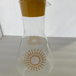 Vintage Pyrex Atomic Sun Gold Sunburst Large Glass Carafe With Stopper ...