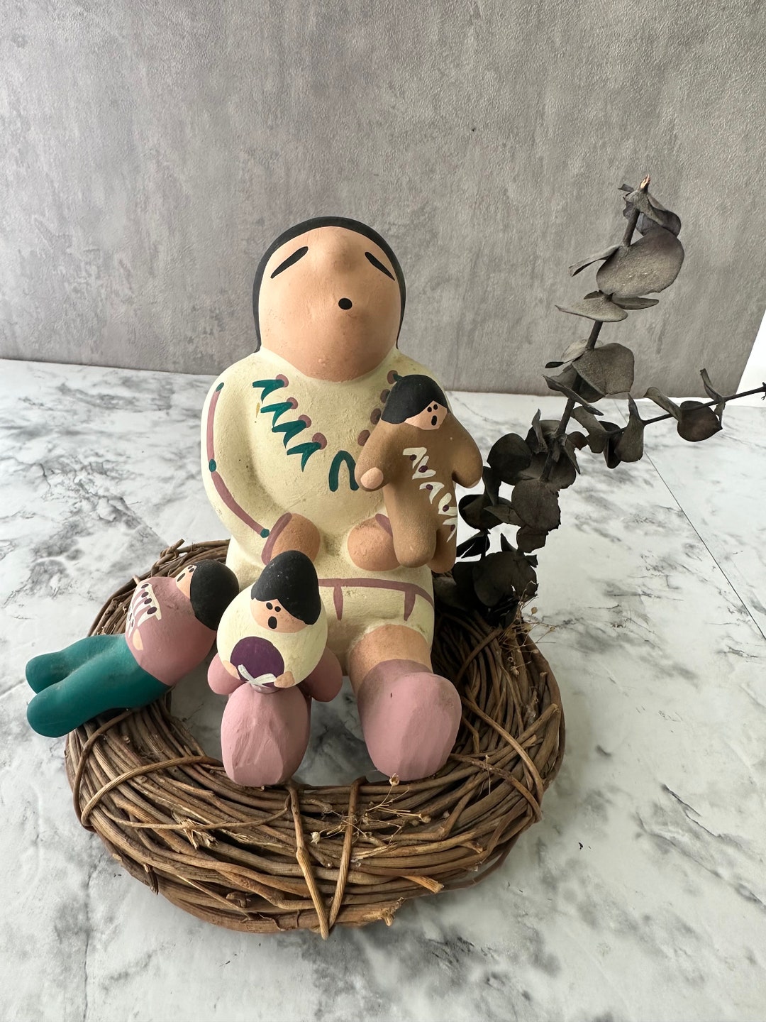 Vintage Signed Native American Storyteller With Kids Clay Figurine RARE ...