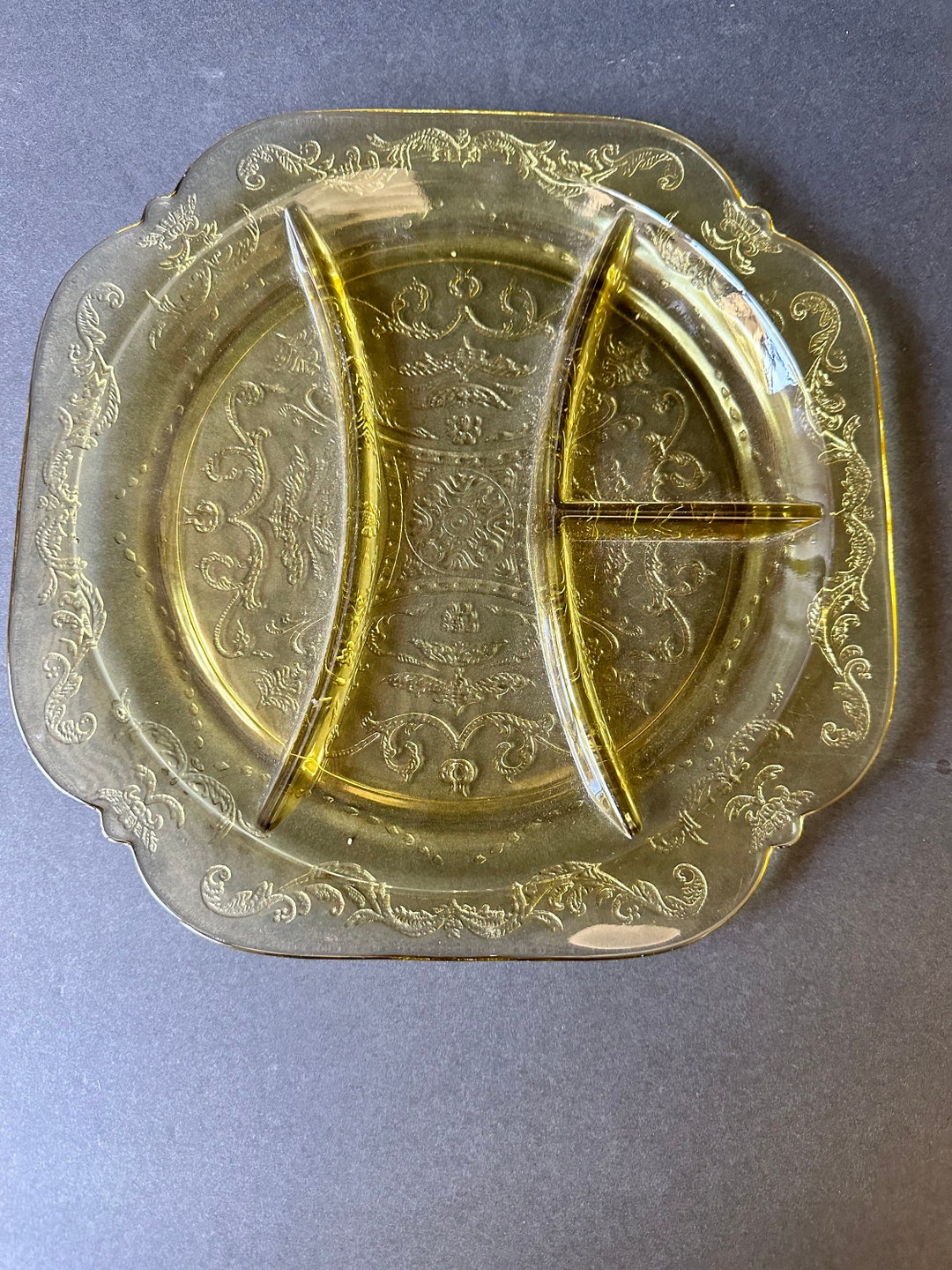 Vintage 1930’s Federal Glass Divided Plate- Madrid Style Depression Era ...
