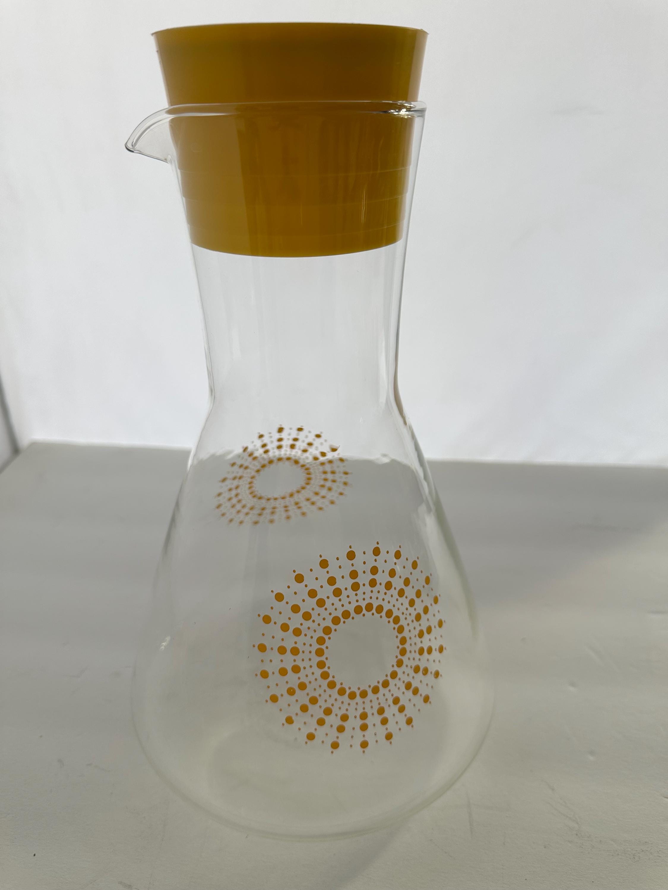 Vintage Pyrex Atomic Sun Gold Sunburst Large Glass Carafe With Stopper ...