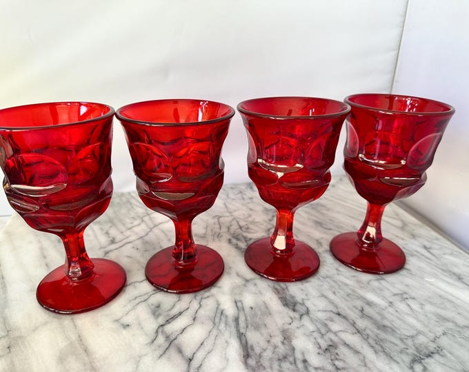 6 Ruby Red Fostoria Argus Glasses, Vintage Fostoria Ruby Red Goblets ...