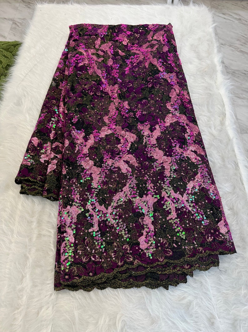 Purple Sequin Lace Fabric - Etsy